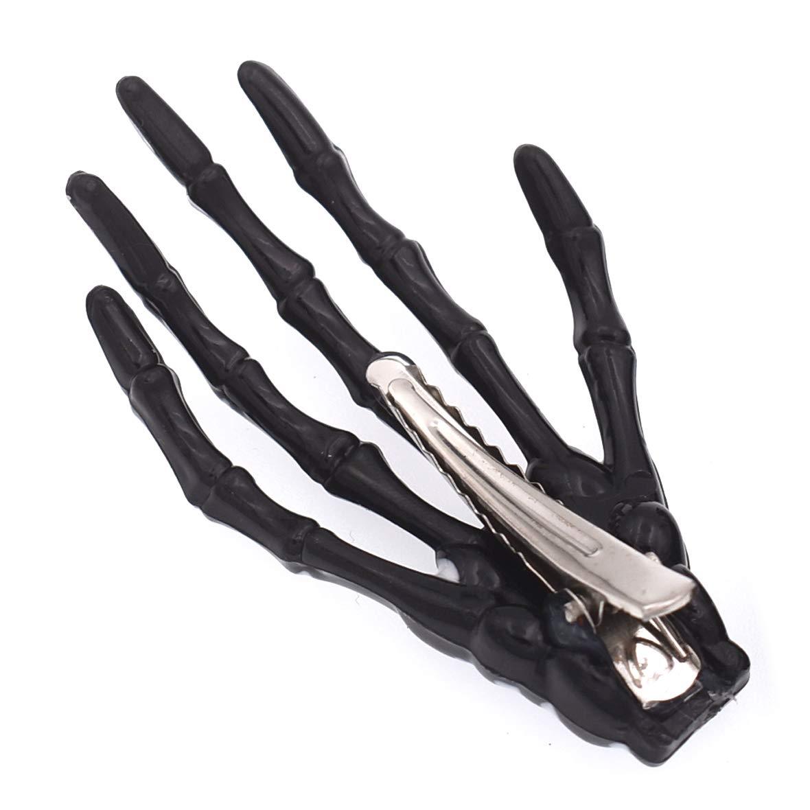 5 Pairs White & Black Skeleton Hands Hair Clips - Halloween Party ...