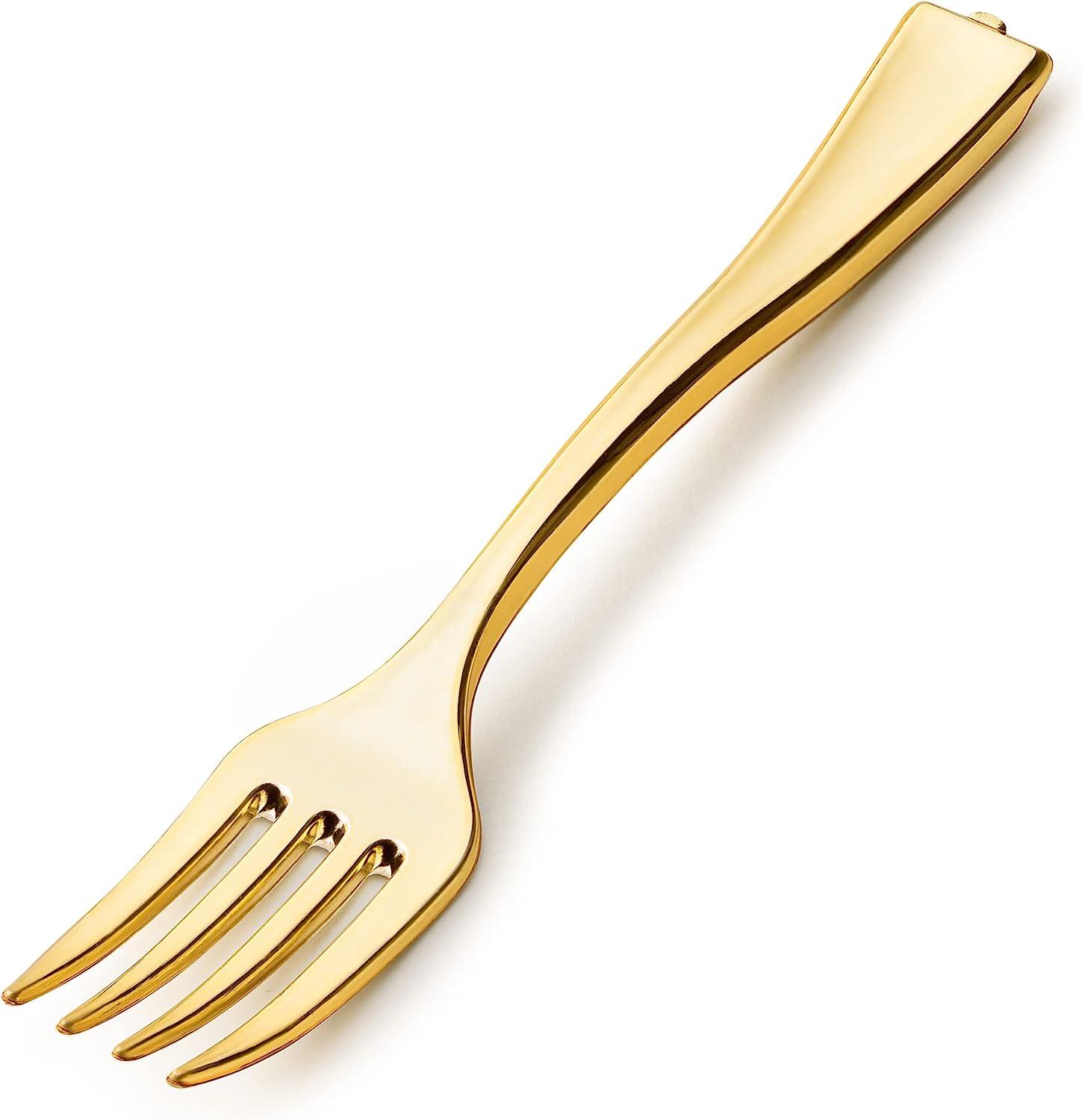 80 Count Plastic Mini Gold Tasting Forks - Perfect for Appetizers ...