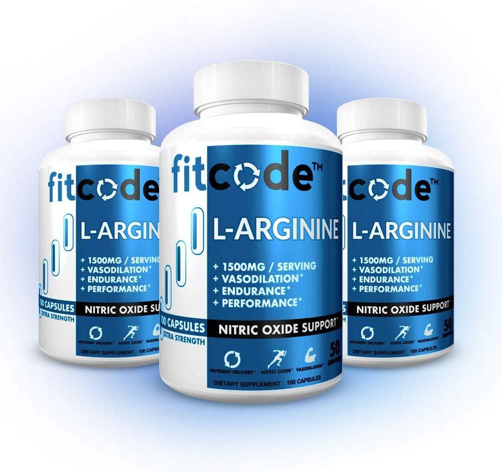 Fitcode Pure L-Arginine HCl 1500mg Nitric Oxide Supplement - Boost Vascularity, Pumps, Endurance ...