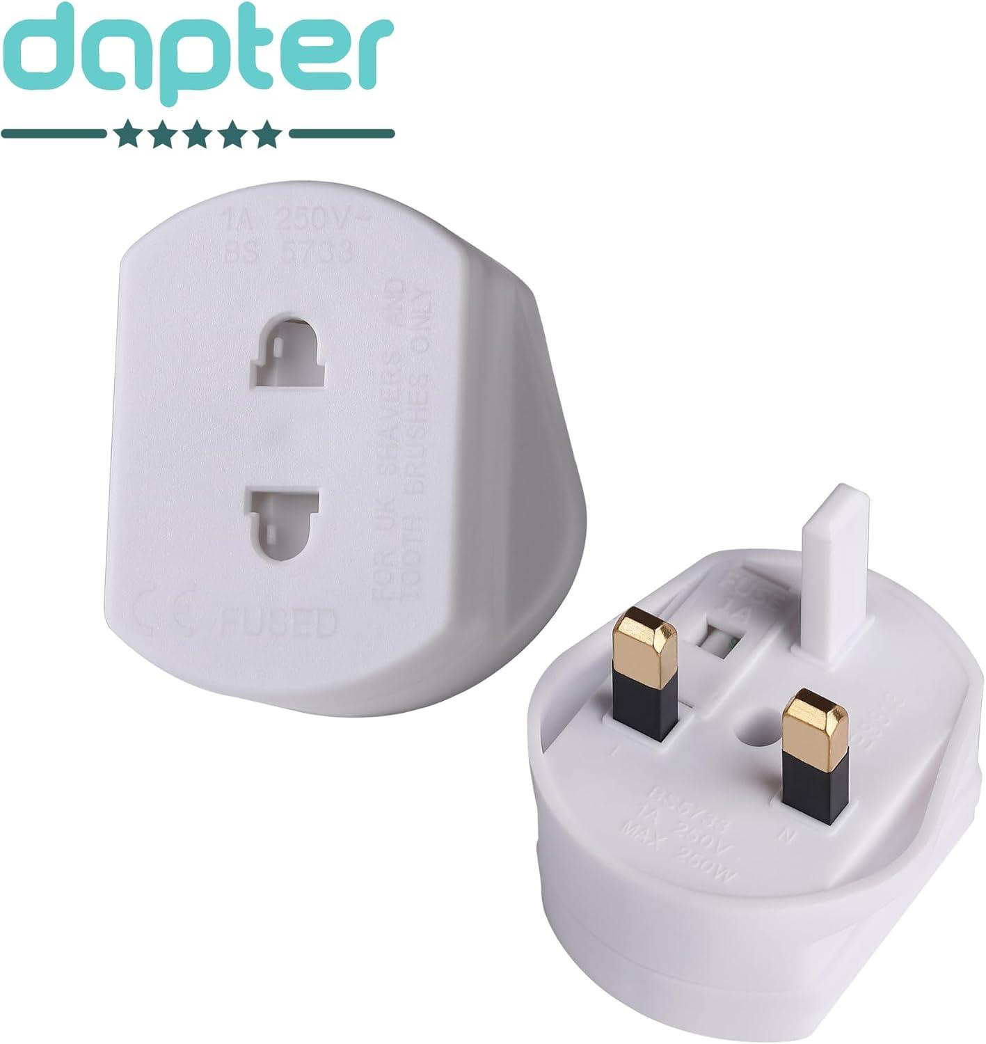 Buy Plug Adapter & Shaver Adapter | 2-Pack 2-Pin to 3-Pin Bathroom ...