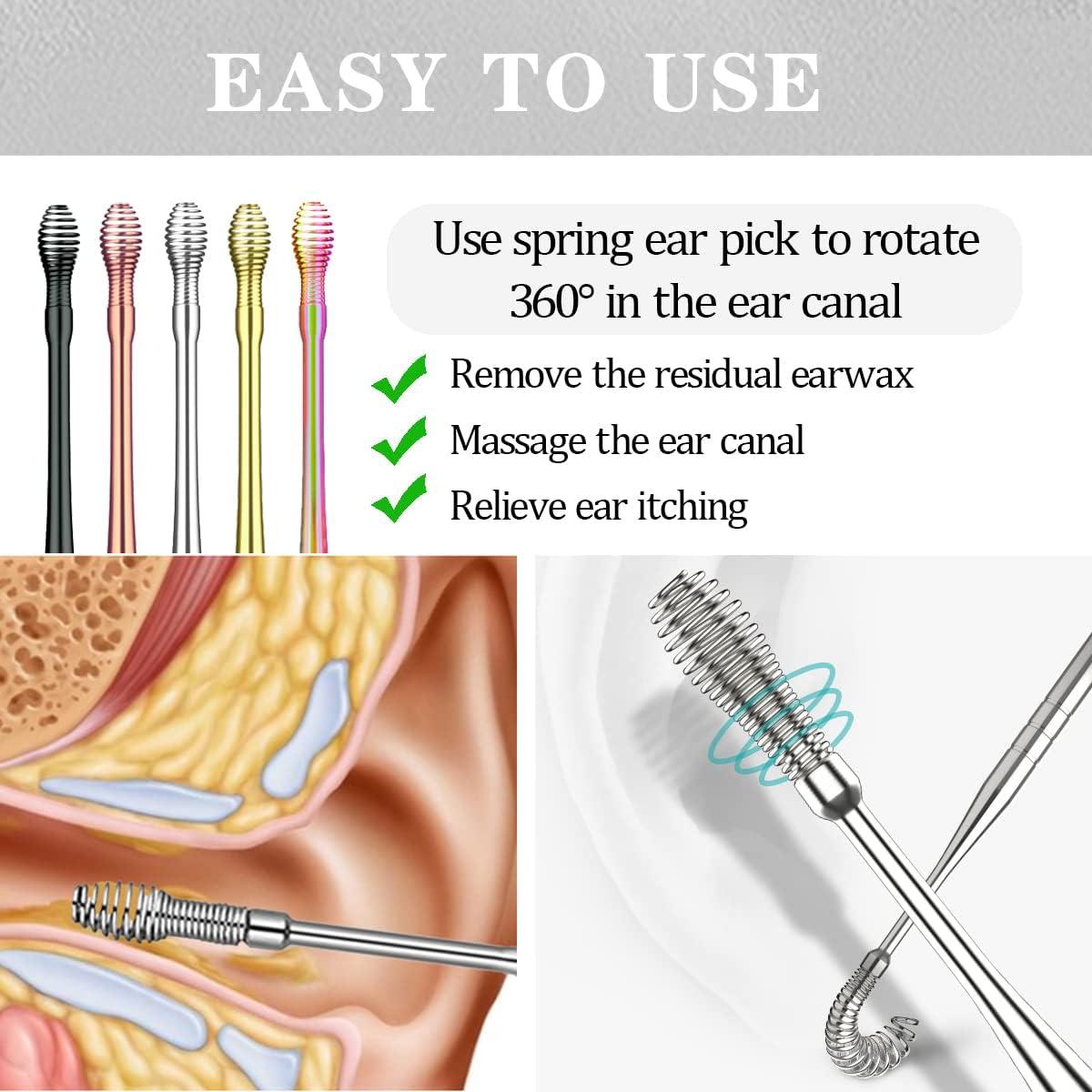 5pcs Stainless Steel Spiral Earwax Removal Kit with Lipstick Case - Ear ...