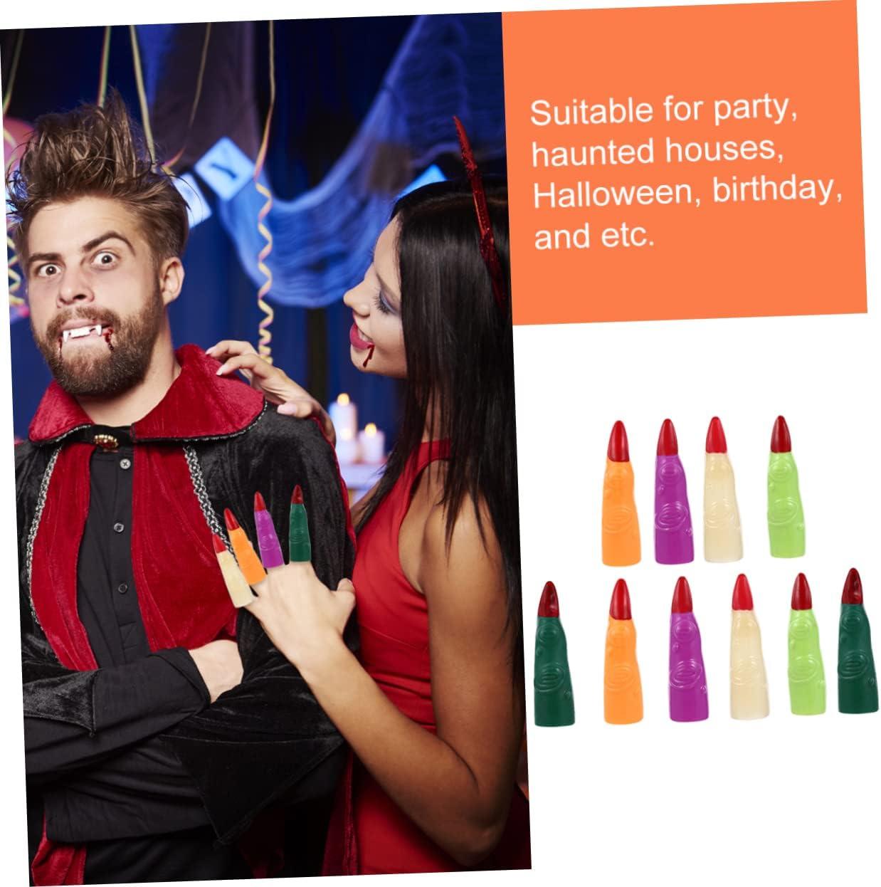 FRCOLOR 50 Pcs Fake Finger Cot Halloween Witch Fingers False Nail Claw Vampire Cosplay Halloween ...