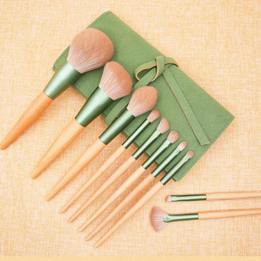 10 Pieces Qingluo Makeup Brush Set - Complete Beauty Tools with Loose Powder Brush & Universal ...