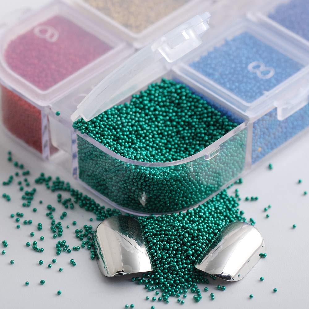 Hisenlee Nail Caviar Beads Set - 12 Colors Micro Balls & Crystals for ...