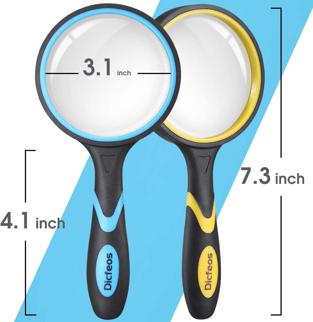 Dicfeos 2 Pack Magnifying Glass 10X Handheld Reading Magnifier for Kids ...