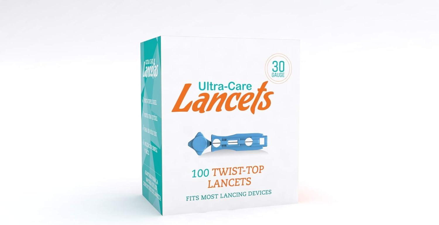 Ultracare 30 Gauge Disposable Blood Lancets - 100 Count | Fits All ...