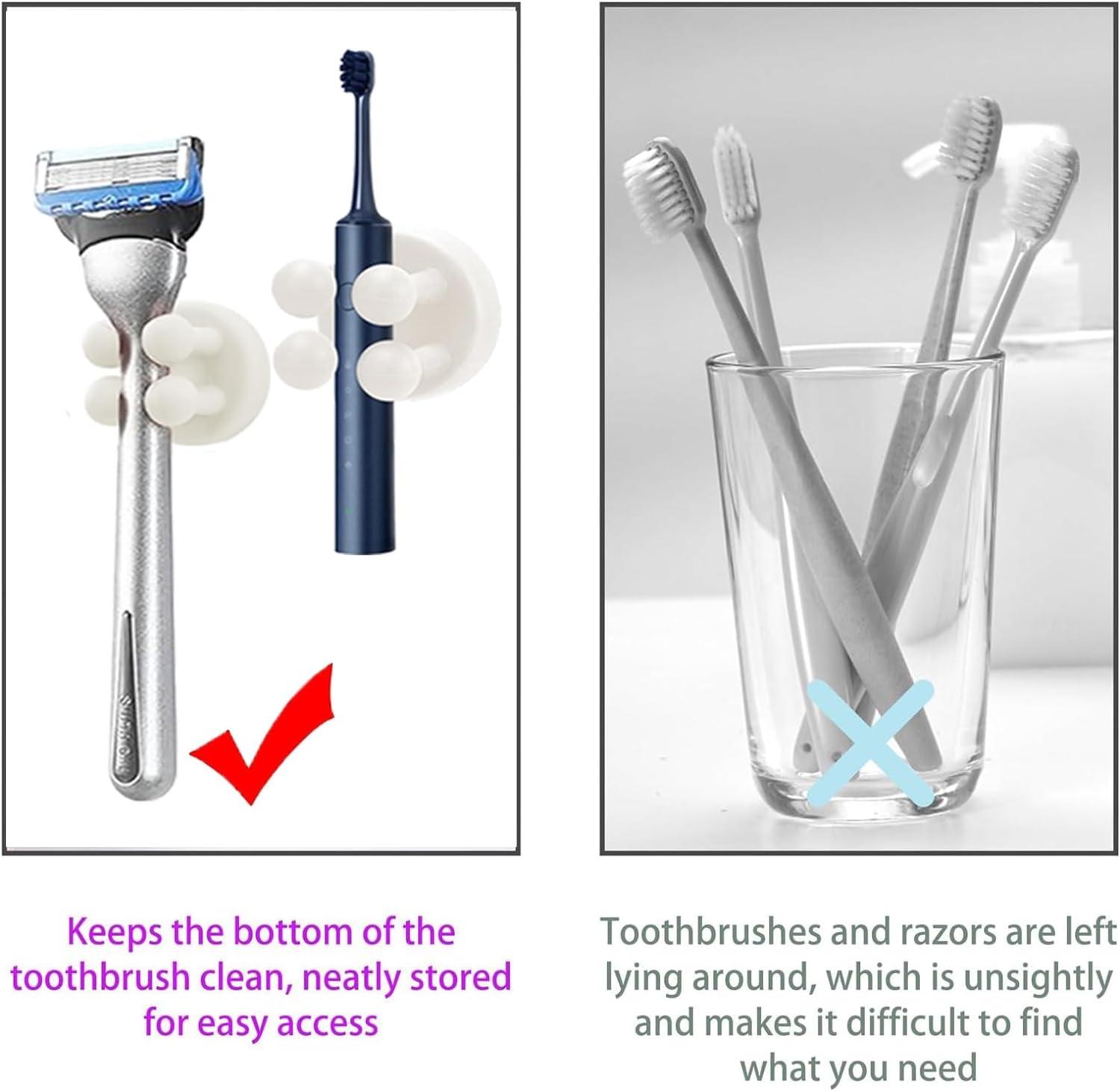 JCTR RJ 4-Piece Razor Holder & Toothbrush Bracket - Adhesive Shower ...