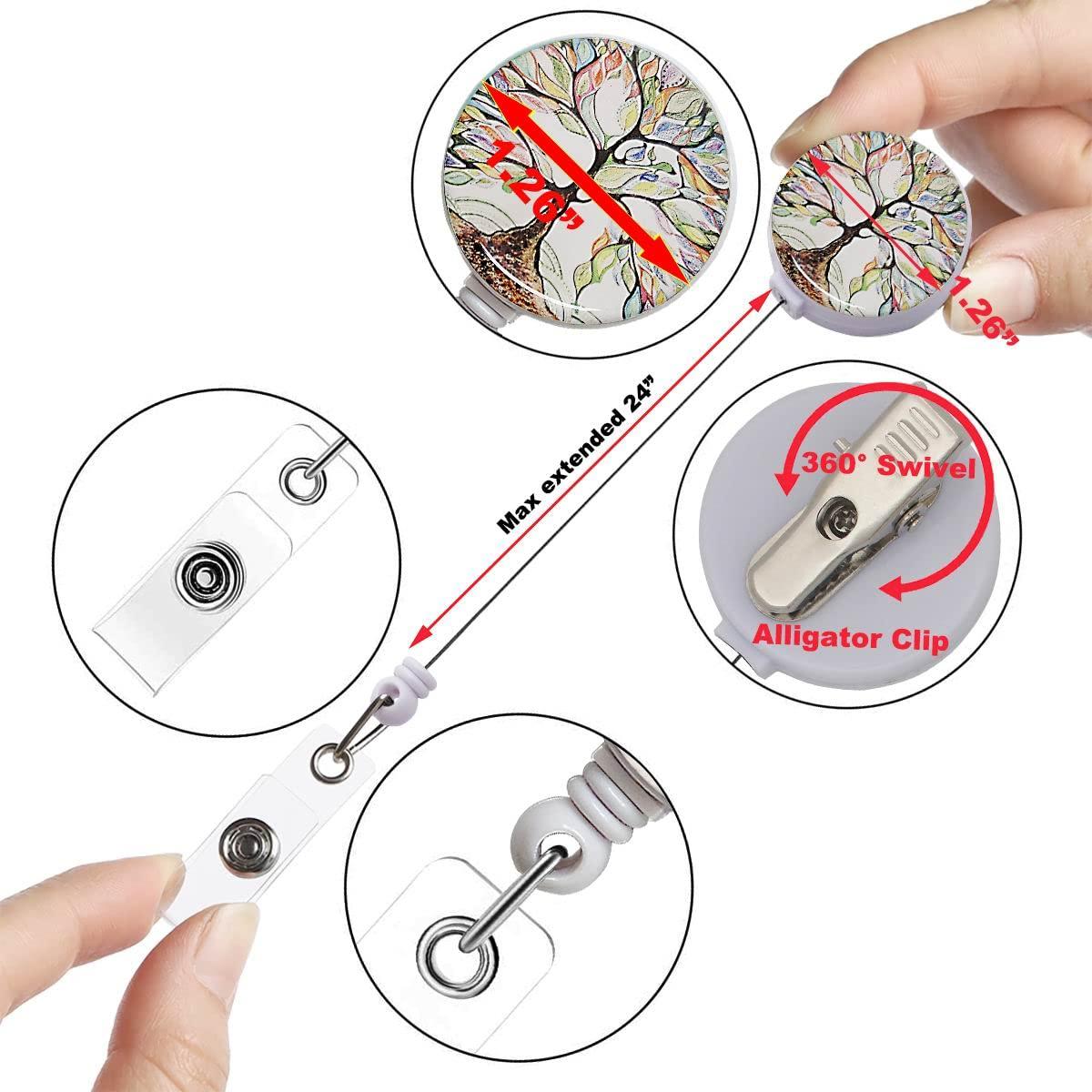 ROFLYER Stethoscope ID Tag with Retractable Badge Reel - Colorful Tree ...