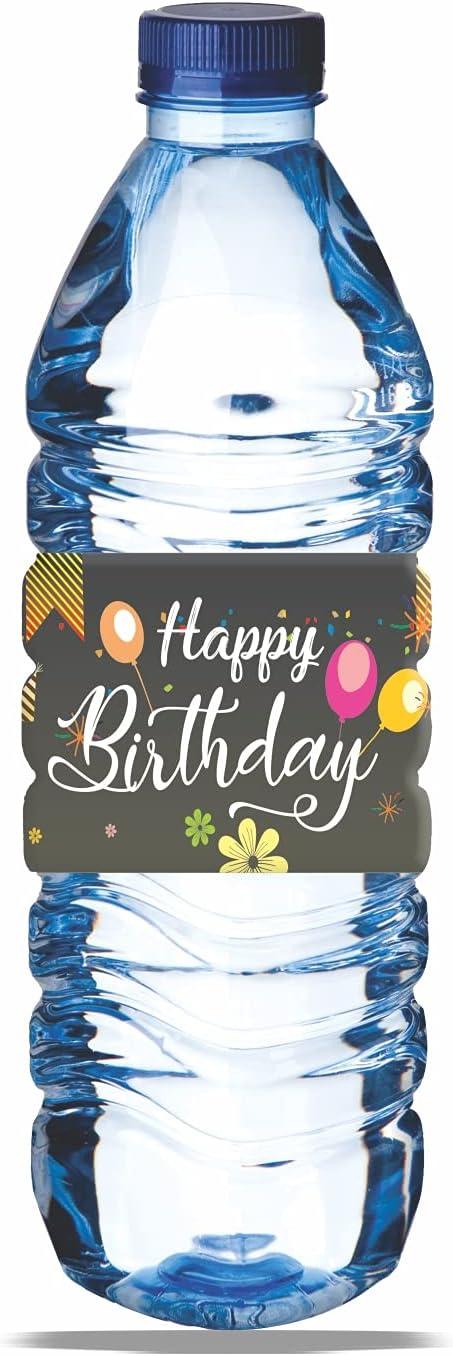 Happy Birthday Water Bottle Labels - Pack of 100 Wrappers for Party ...