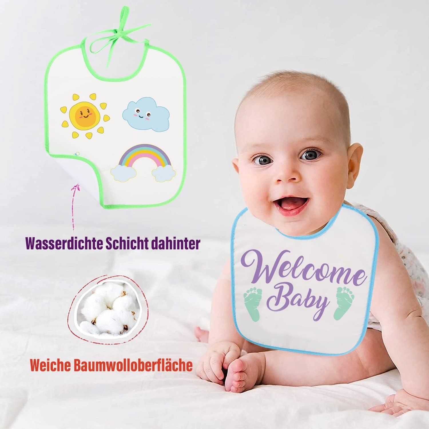 Libbon DIY Paint Bibs - 12 White Baby Bibs 26x30 cm Double-Sided ...