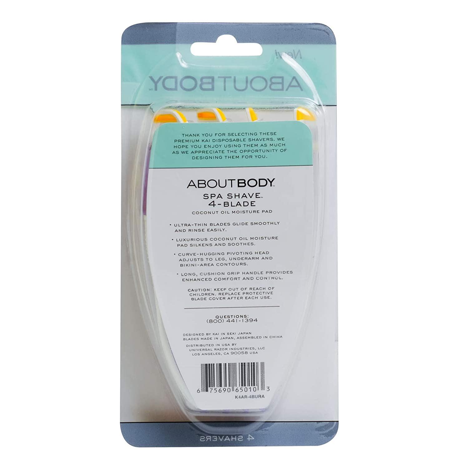 Body Spa Shave 4-Blade Disposable Razors with Coconut Oil Moisture Pad ...