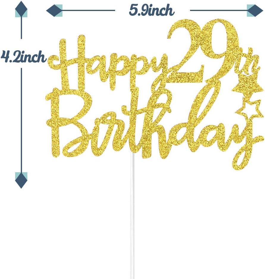 Tenhaisi Gilttery Gold Happy 29th Birthday Cake Topper Cheers to 29 ...