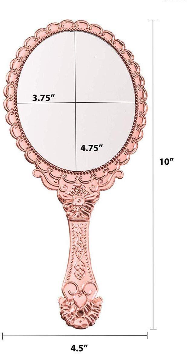 Vintage Rose Gold Oval Hand Mirror with Handle - Vanity & Travel Makeup ...
