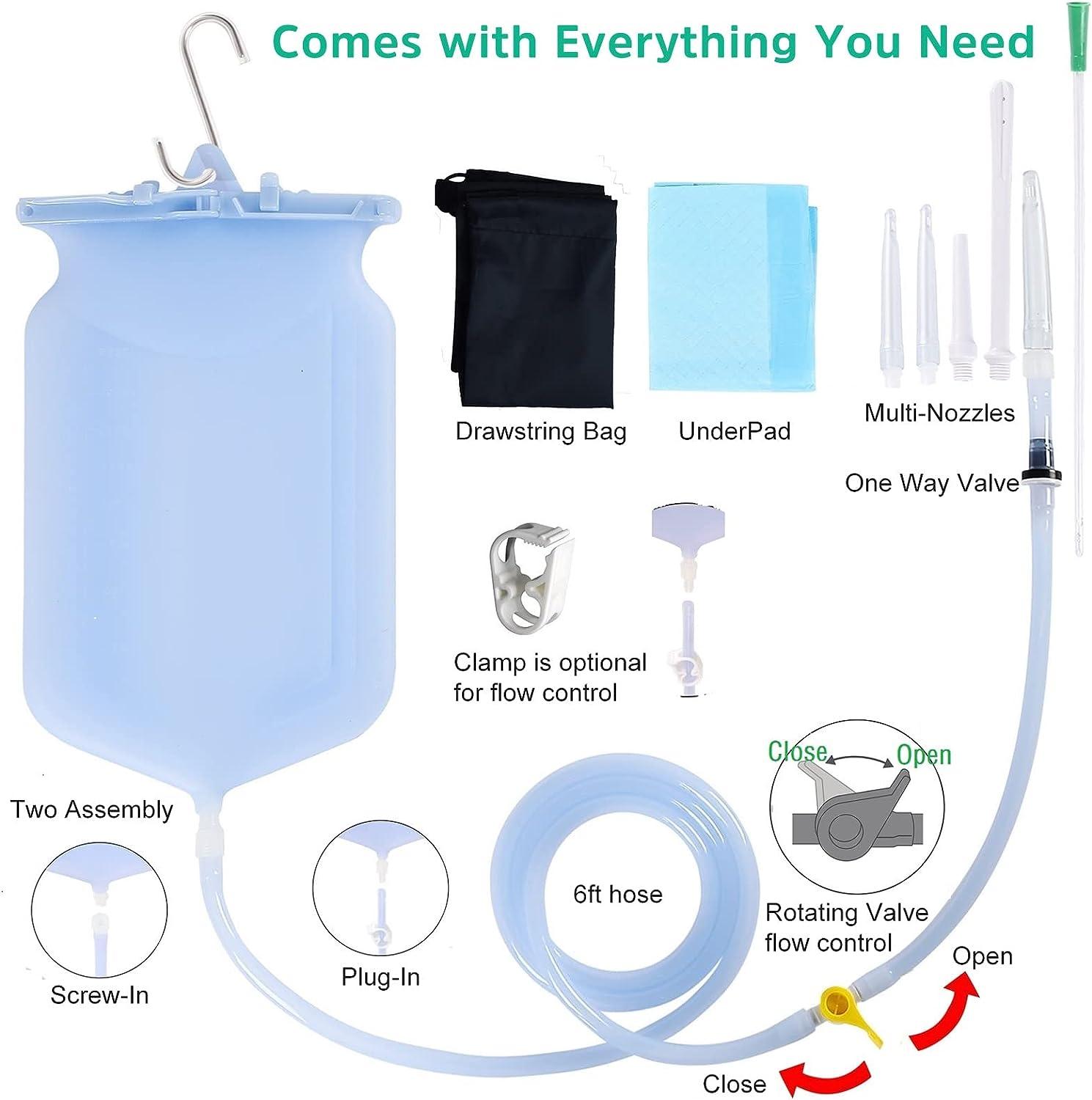 Silicone Enema Bucket Kit with 6 Nozzle Tips & Hose - Colon Cleansing ...