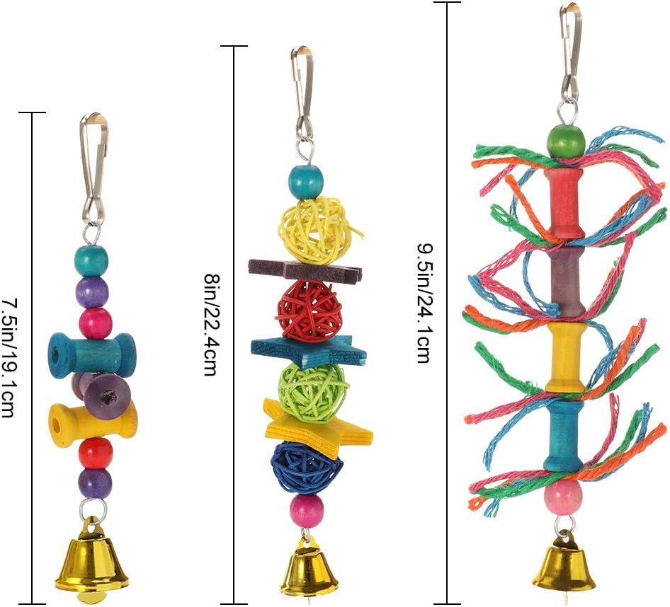 upain Bird Toys 8 Pack Parrot Toy Set Bells Hanging Swing Shredding ...