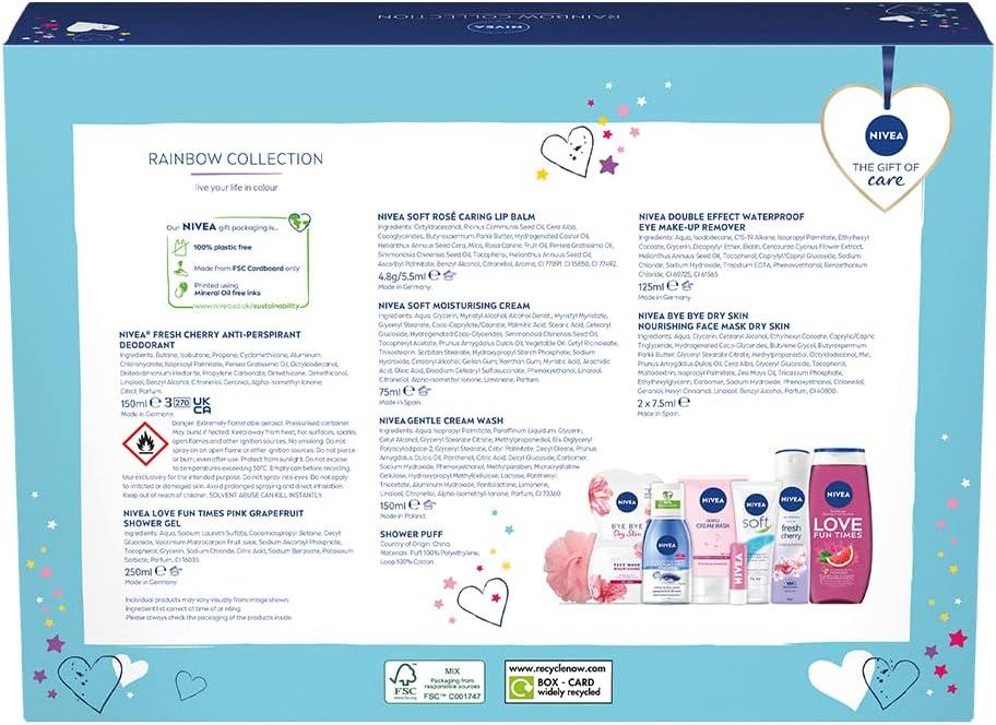 NIVEA Rainbow Collection Gift Set (8 Pieces) for Women - Shower Gel ...