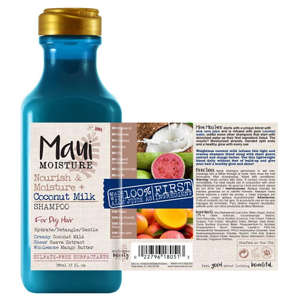 Maui Moisture Coconut Milk Shampoo & Conditioner Set - Hydrating ...