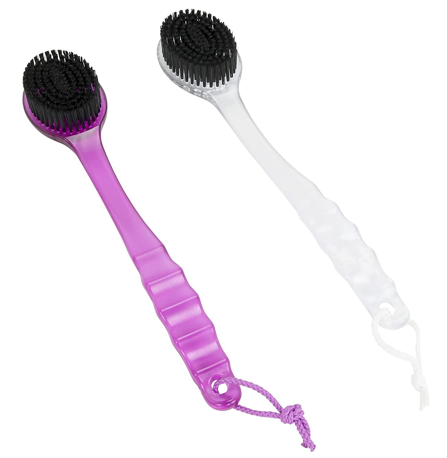 Iconikal Long-Handled Back Bath Brush Scrubber with Charcoal Infused ...