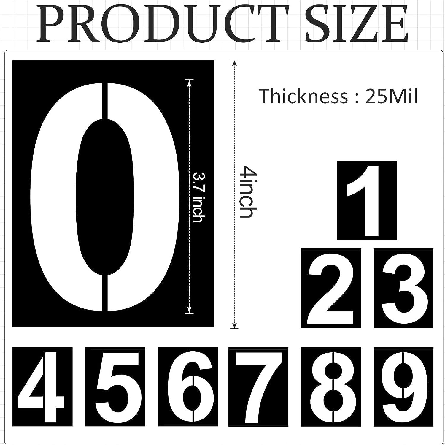 4 Inch Plastic Number Stencils Set - Reusable Digital Templates for ...
