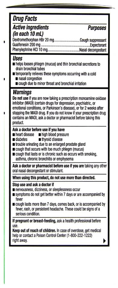 Robafen CF Peak Cold Cough Syrup - Dextromethorphan 20mg/Guaifenesin ...
