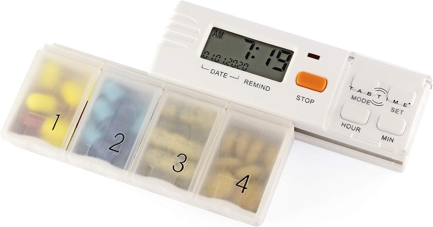 Tabtime 4 Daily Pill Box with Timer, 4 Alarms and XL Compartments | Buy ...