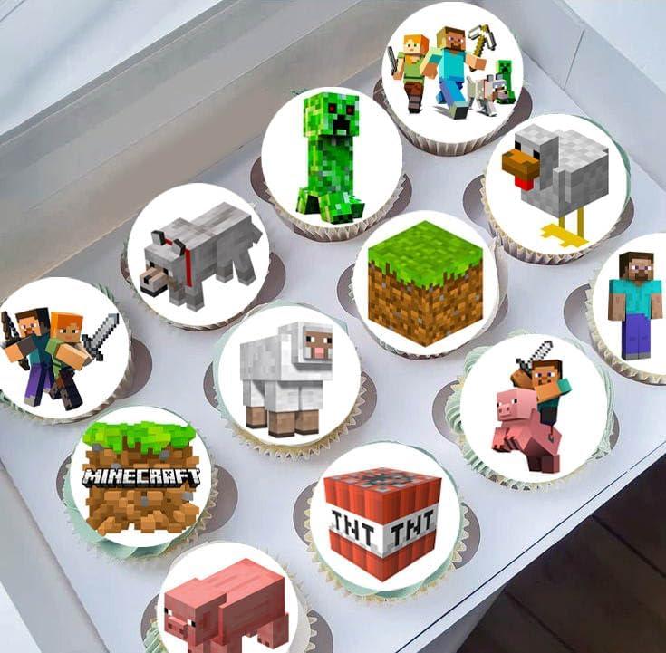Pre-Cut Minecraft 1A Edible Stand up Wafer Paper Cupcake Toppers Cake ...