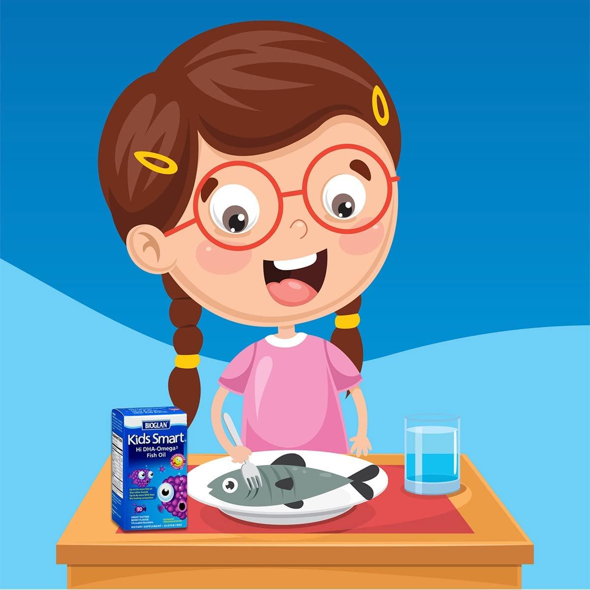 Bioglan Kids Smart Hi DHA-Omega 3 Fish Oil Great Tasting Berry Flavor ...