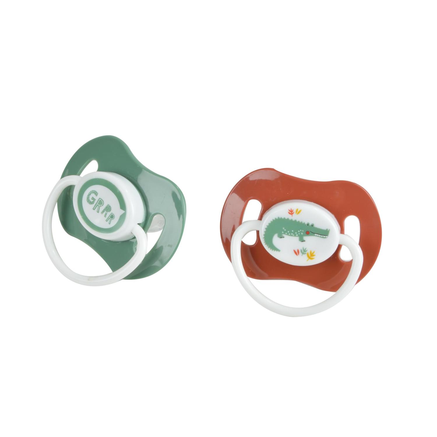 BEBE DOUCEUR Silicone Pacifier Set - Physiological Crocodile Design for ...