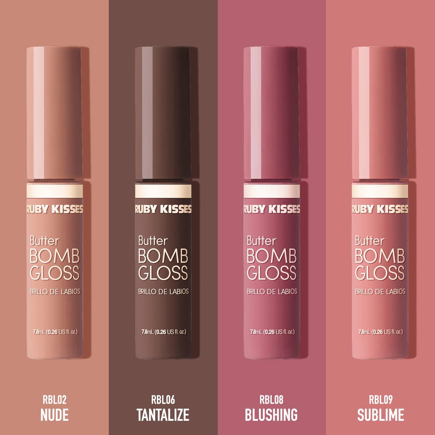 Ruby Kisses Lip Gloss Butter Bomb Gloss Set - Nude Shades with Vitamin ...