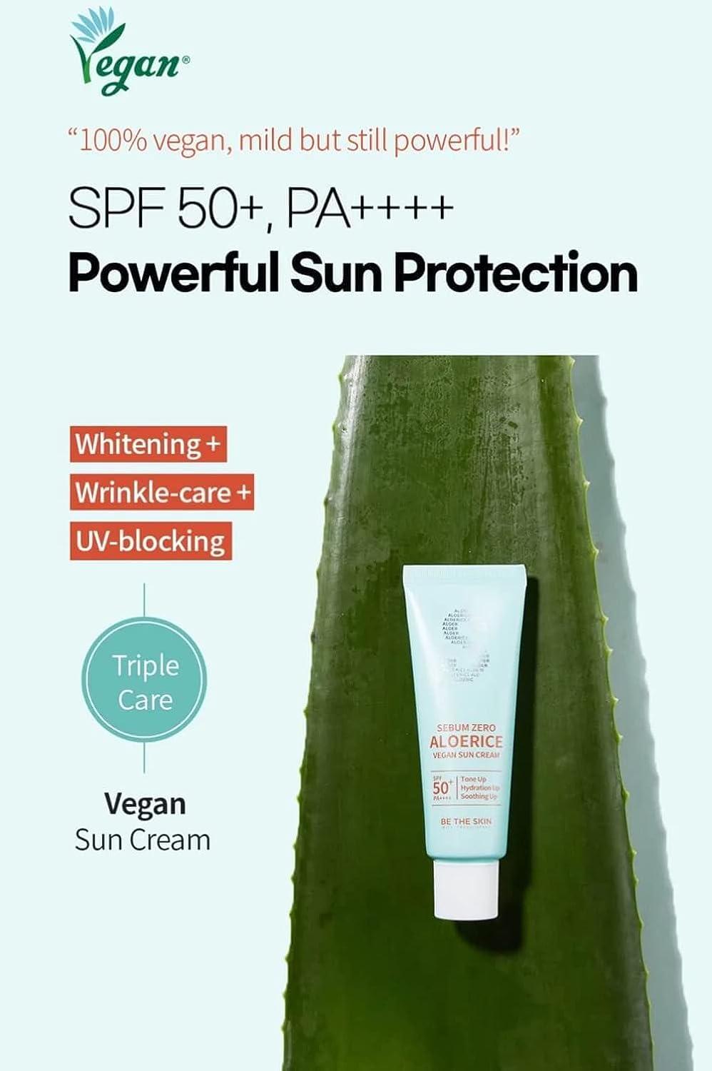Be the Skin Sebum Zero Aloerice Vegan Sun Cream SPF 50+ PA++++ 1.69 fl ...