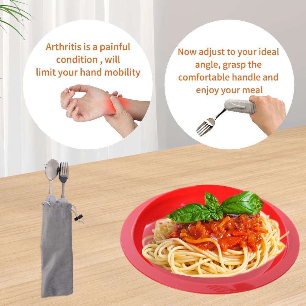 Forzaddik Adaptive Utensils Set for Arthritis Elderly - Easy Grip Forks ...