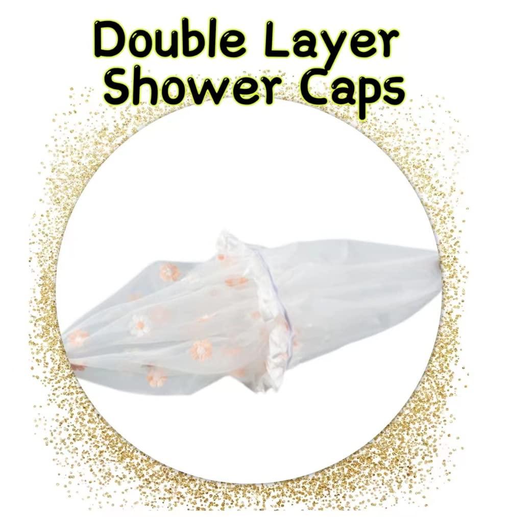 Double Layer Waterproof Reusable Shower Cap - Soft Comfortable PEVA ...