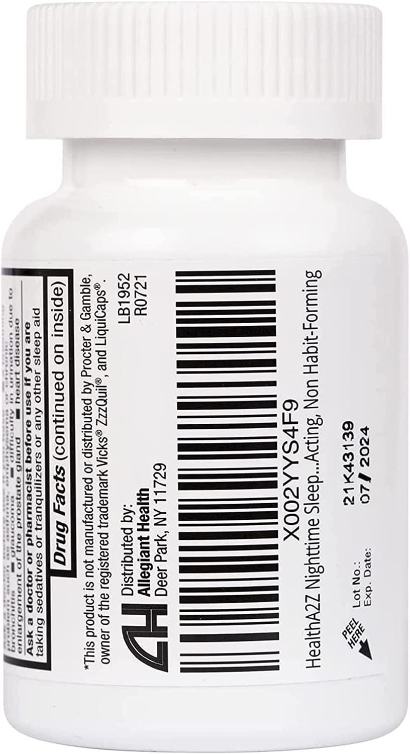 HealthA2Z Nighttime Sleep Aid Softgels - Fast Acting Diphenhydramine ...