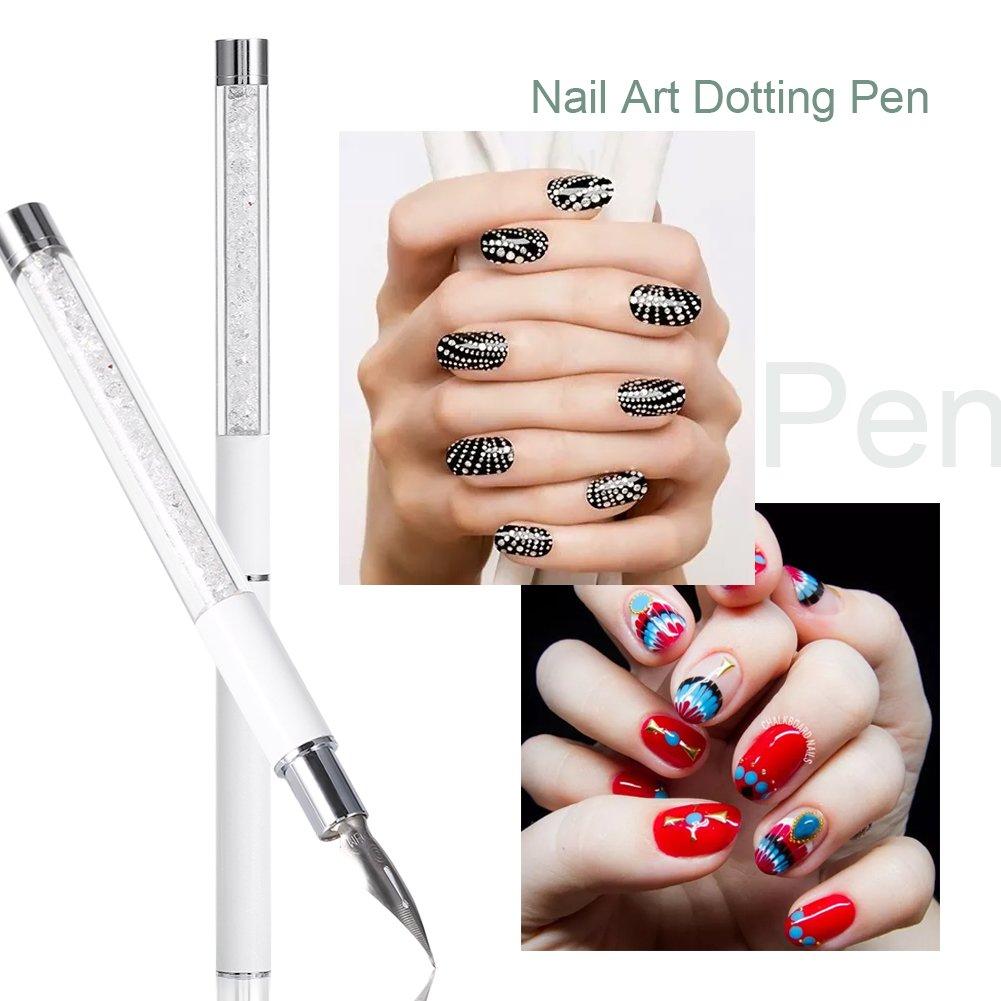 Nail Art Pens - Multifunction Crystal Handle Watercolor Dotting Tool ...