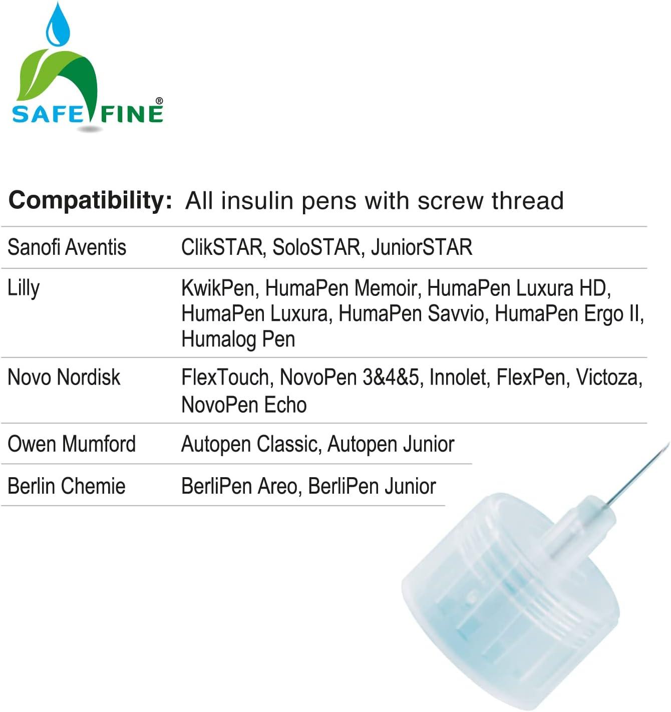 Safe Fine Insulin Pen Needles 5mm 31G - Painless Injection - 100 Pcs/Box