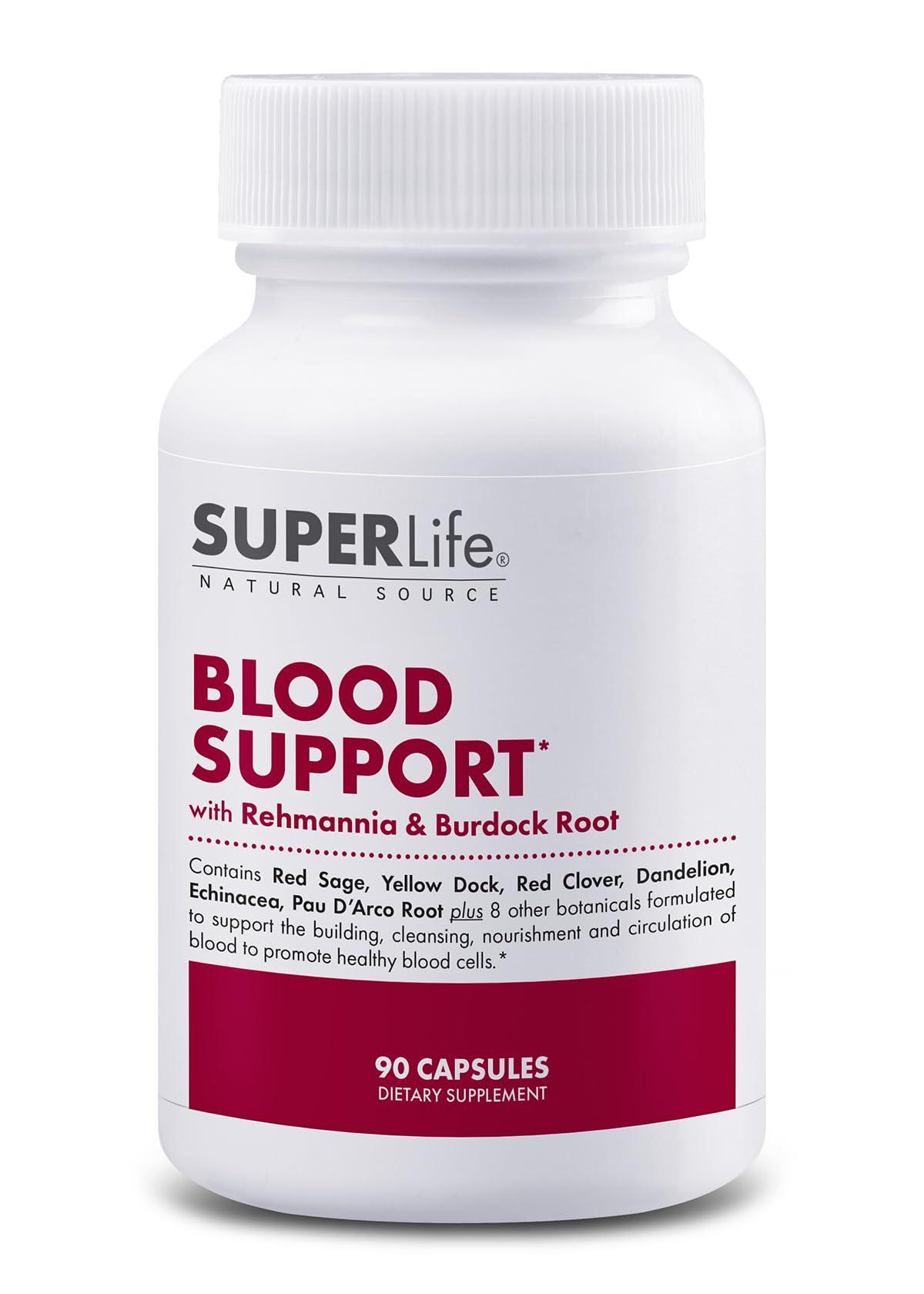 Blood Support Supplement - Rehmannia, Dandelion, Red Clover & More - 90 ...