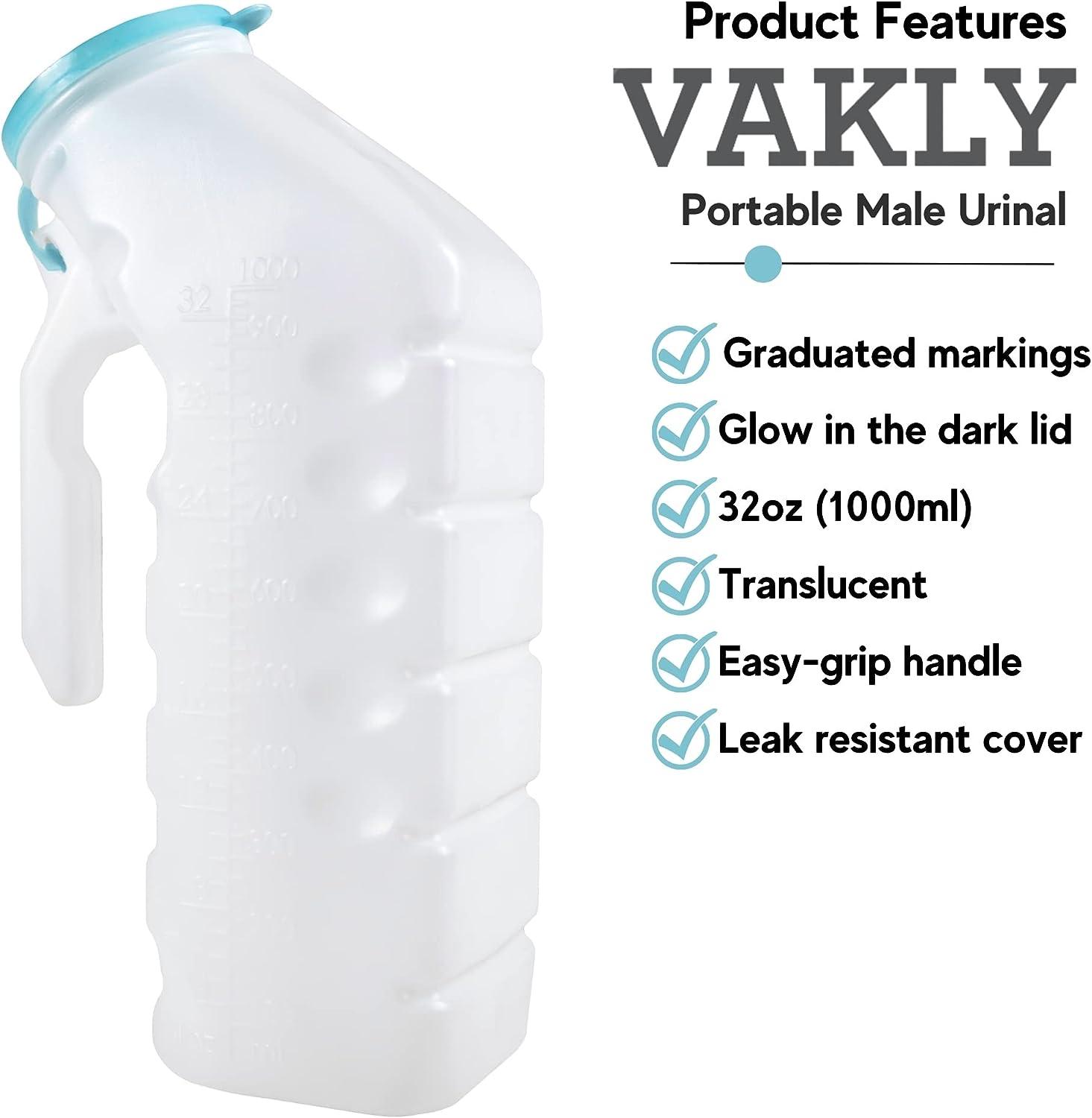 Male Urinal with Glow in The Dark Cover 32oz Pack of 2 - Portable Pee ...