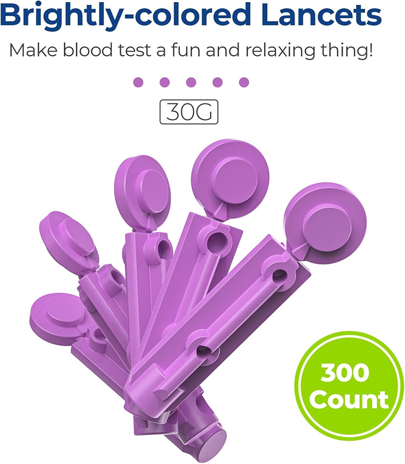 AUVON Blood Lancets, 30 Gauge 300 Twist Top Lancets with Less Pain ...