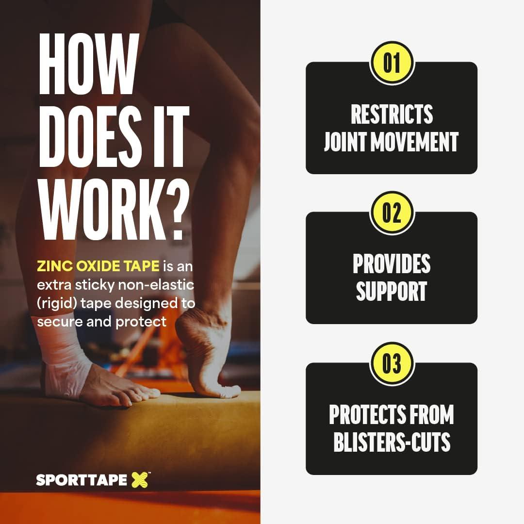 SPORTTAPE Zinc Oxide Tape 5cm x 10m - White Athletic Tape for Sports ...