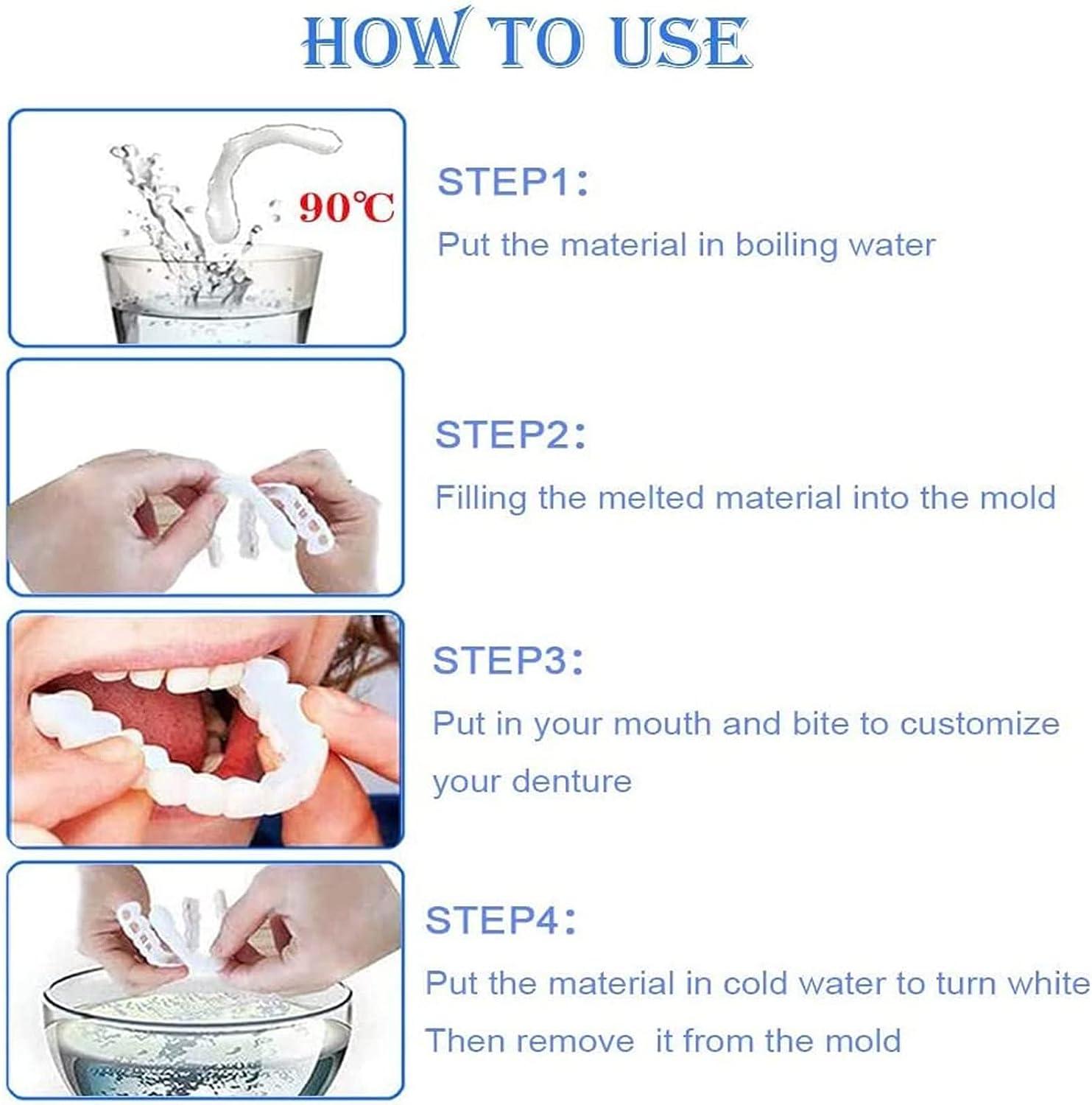 Fake Smile Dentures - Moldable & Customizable Top Teeth for Instant ...