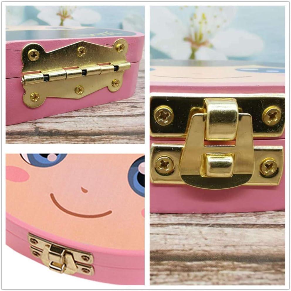 Baby Teeth Keepsake Box - Wooden Tooth Storage Box for Boys - Pink Kids ...