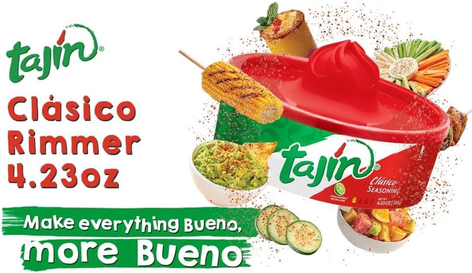 Tajin Seasoning Glass Rimmer + Tajin Clasico Fruit and Snack Seasoning ...