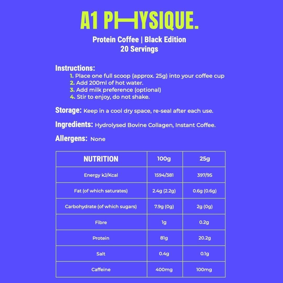 A1 Physique Protein Coffee - 500g Instant Coffee with Hydrolysed ...