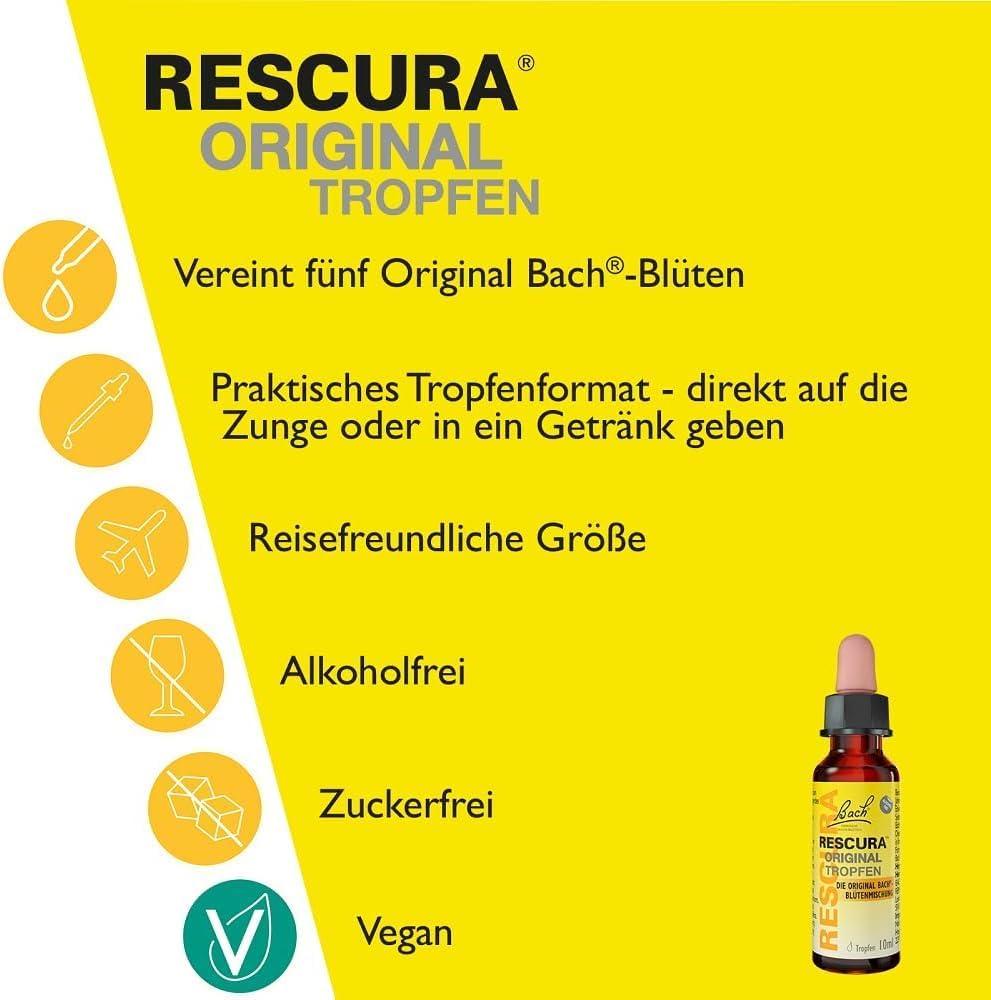 Original Bach RESCUE Drops - Alcohol-Free Bach Flower Mixture (Pack of ...