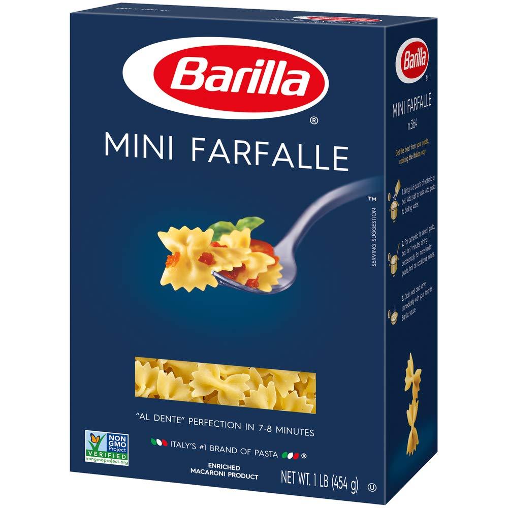 Barilla Mini Farfalle Pasta 16oz Boxes (Pack of 4) - Authentic Italian ...