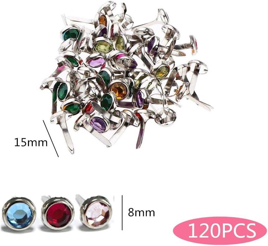 120Pcs Mini Brad Pearl Head Split Pins Round Paper Craft Fasteners Iron ...