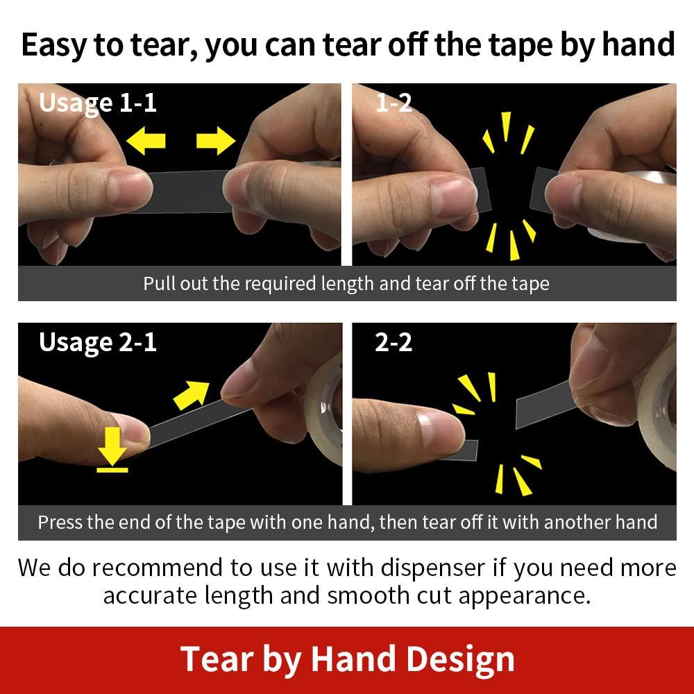 6 Rolls Transparent Tape Refills Clear Tape Hand Tearable 3/4 x 1000 ...