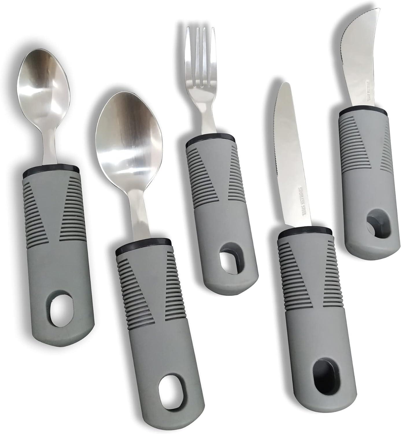 Extra Wide Handles Easy Grip Cutlery Set Chunky Handles Grips ...