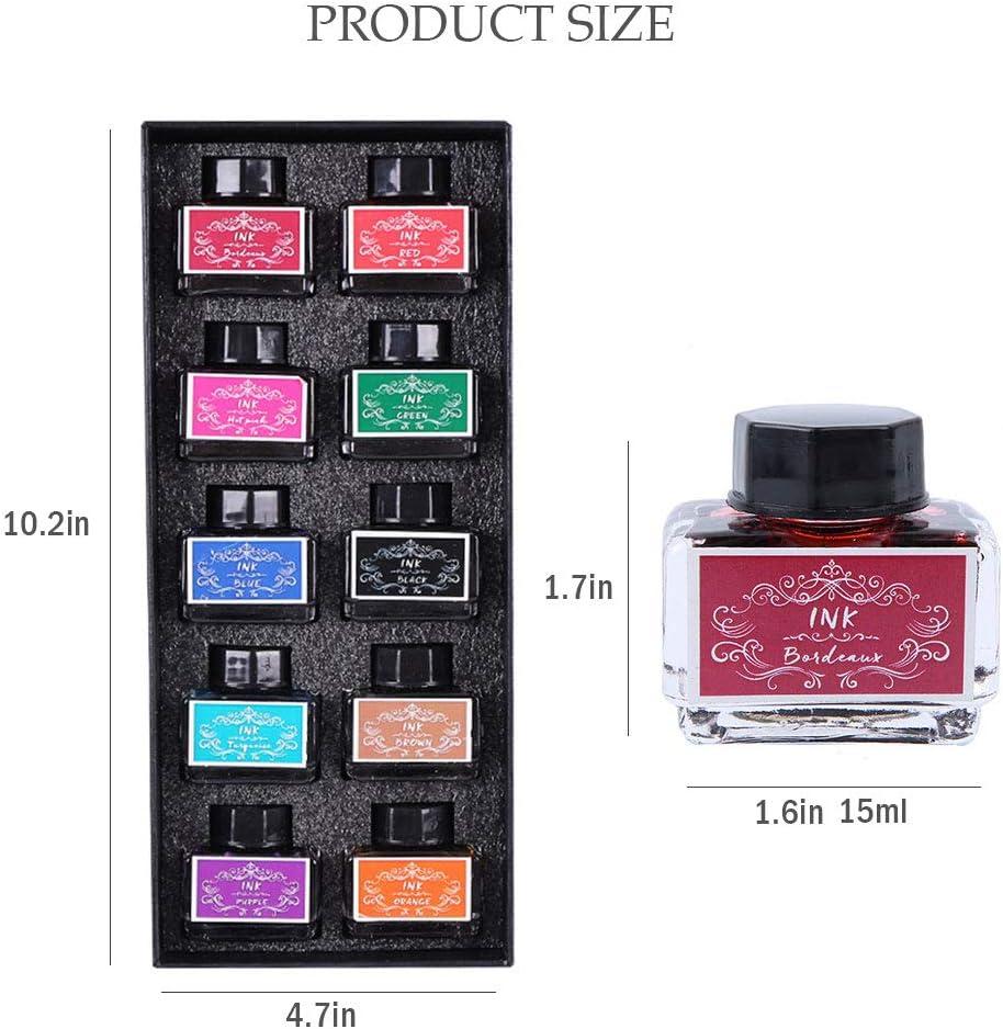 ZZKOKO Calligraphy Pen Ink Set - 10 Colors, Non-Carbon, 15ml Bottles ...