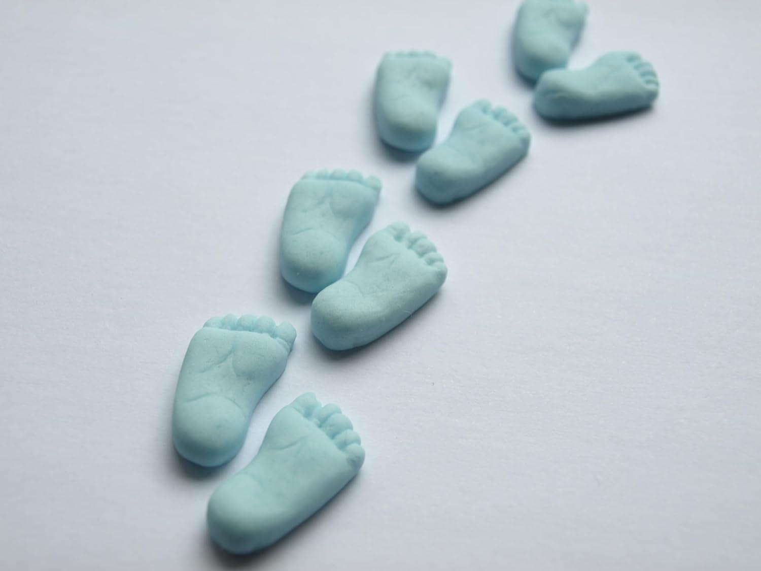 24x (12 Pairs) Blue Baby Feet Cake Toppers Boy Baby Shower Edible ...